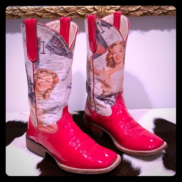 Ferrini | Shoes | Ferrini Rare Pinup Girl Red Patent Leather Boots ...
